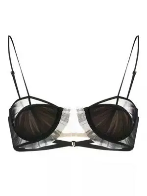 NENSI DOJAKA Panelled Semi-sheer Bra - Black