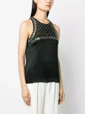 Alberta Ferretti Bead-embellished Sleeveless Blouse