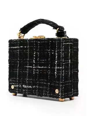Thom Browne Mini Tweed Ribbon Chain Tote - Black