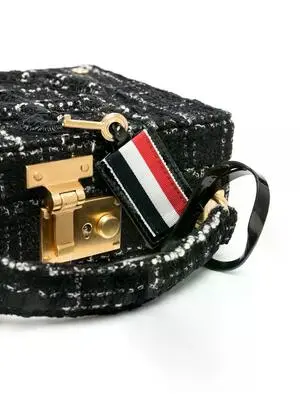 Thom Browne Mini Tweed Ribbon Chain Tote - Black
