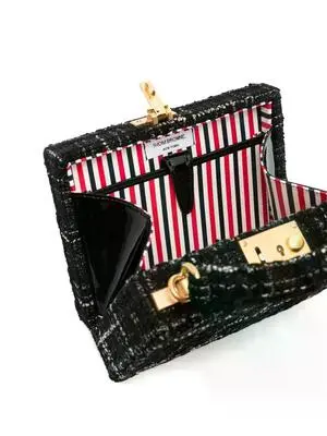 Thom Browne Mini Tweed Ribbon Chain Tote - Black