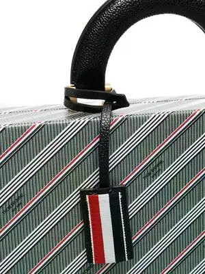 Thom Browne Logo-print Striped Briefcase - Grey