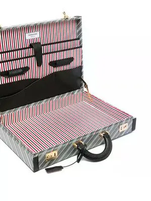 Thom Browne Logo-print Striped Briefcase - Grey
