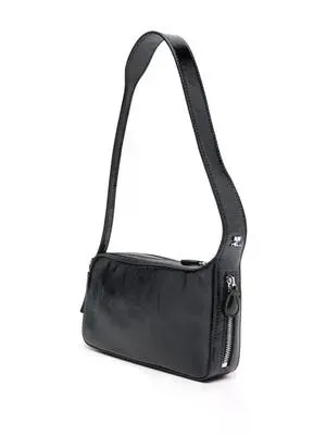 COURREGES One Racer Leather Shoulder Bag - Black