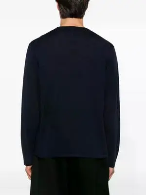SEVEN GAUGE Wool-silk Blend Fine Ribbed Crew Neck Long Sleeve Pullover