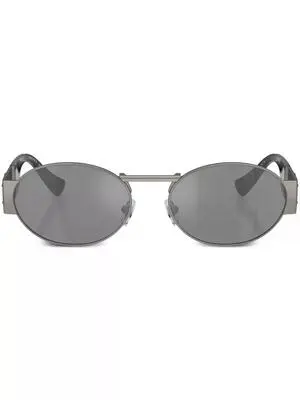 Versace Medusa-motif Oval-frame Sunglasses - Grey