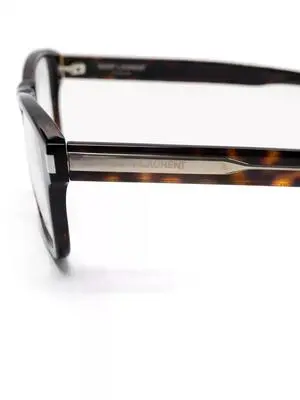 Saint Laurent Tortoiseshell-effect Rectangle Frame Glasses - Brown