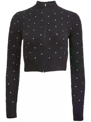 FLEUR DU MAL Embellished Zip-up Cardigan - Black