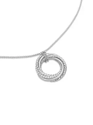 David Yurman Sterling Pavé Diamond Pendant Necklace