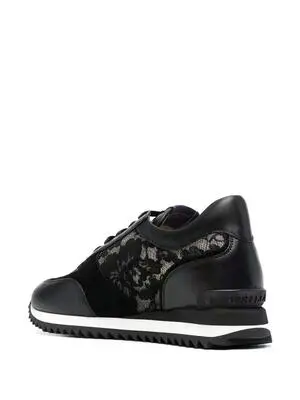 LE SILLA Lace-embellished Leather Sneakers - Black