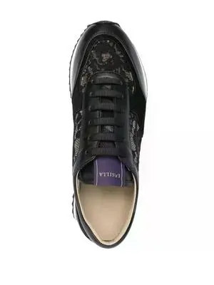 LE SILLA Lace-embellished Leather Sneakers - Black