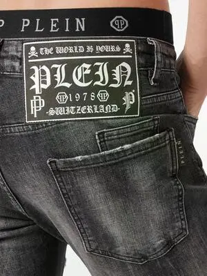 Philipp Plein Logo Print Distressed Straight-leg Jeans