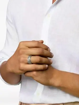 David Yurman Sterling Chevron Diamond Ring