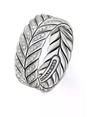 David Yurman Sterling Chevron Diamond Ring
