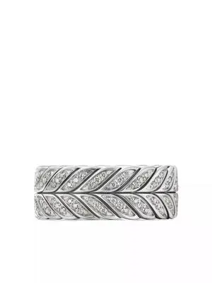 David Yurman Sterling Chevron Diamond Ring