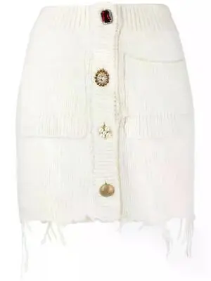 Vetements Rhinestone-embellished Knitted Miniskirt - White