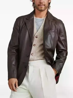 Brunello Cucinelli Single-breasted Leather Blazer