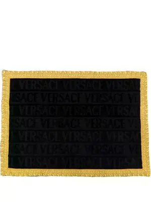 Versace Logo-jacquard Cotton Bathmat - Black