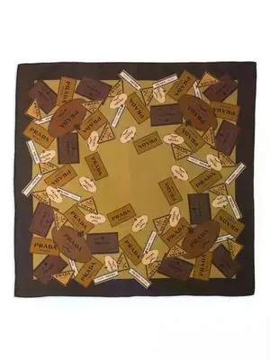 Prada Heritage-print Twill Scarf - Brown