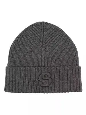 BOSS Logo-embroidered Beanie - Grey