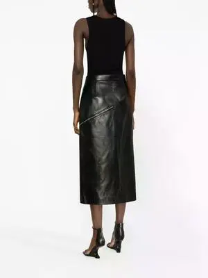 Alexander McQueen Side-slit Leather Midi Skirt