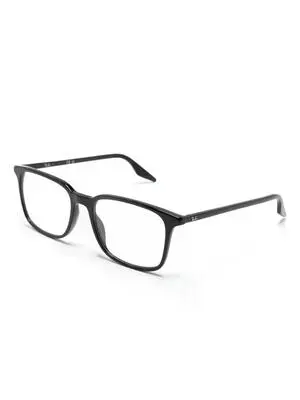 Ray-ban Logo-plaque Square-frame Glasses - Black