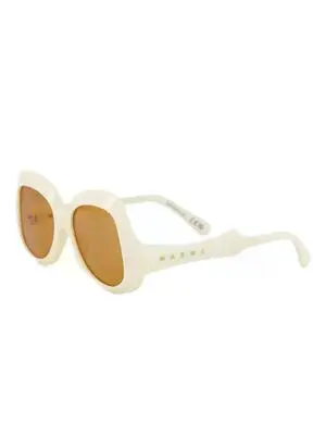 Marni Oversized Geometric Frame Sunglasses - Neutrals