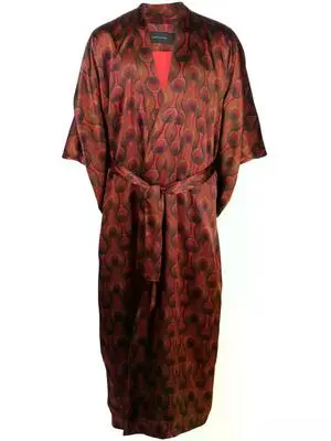 Ozwald Boateng Geometric-print Tie-waist Jacket - Red