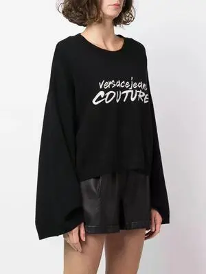 Versace Embroidered-logo Wide-sleeve Jumper