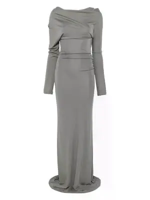 AYA MUSE One-shoulder Draped Maxi Dress - Grey