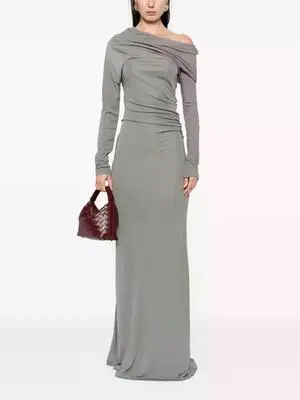 AYA MUSE One-shoulder Draped Maxi Dress - Grey