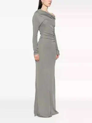 AYA MUSE One-shoulder Draped Maxi Dress - Grey