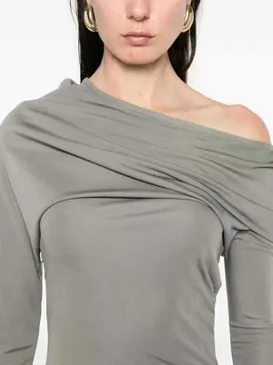 AYA MUSE One-shoulder Draped Maxi Dress - Grey