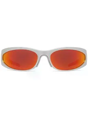 Balenciaga Reverse Xp Wrap Oval-frame Sunglasses - Silver