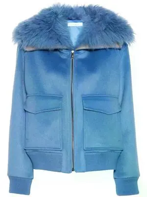 LISKA Cashmere Bomber Jacket - Blue