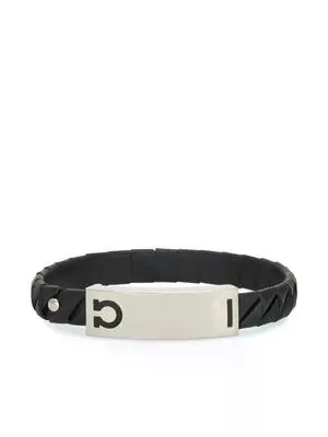 FERRAGAMO Gancini Leather Bracelet - Black