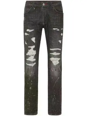 Philipp Plein Raw Edge Hem Jeans For Men