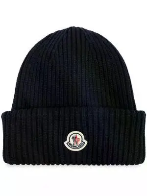 Moncler Logo Patch Beanie - Blue