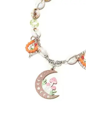 AMIR SLAMA Cowrie Shell-embellished Crescent Moon Necklace