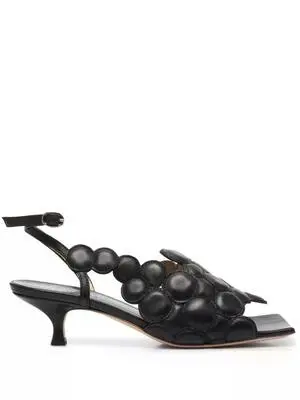 A.W.A.K.E. Mode Open-toe Leather Kitten Heel Sandals