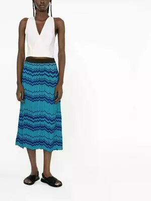 WALES BONNER Palm Zigzag Pattern Midi Skirt