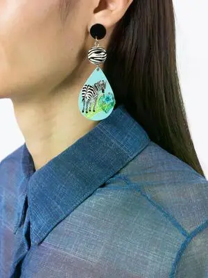 AMIR SLAMA Zebra-print Drop Earrings