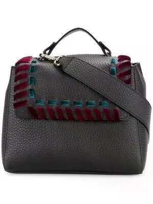 Orciani Leather Shoulder Bag With Velvet Stitch
