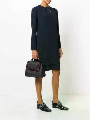 Orciani Leather Shoulder Bag With Velvet Stitch