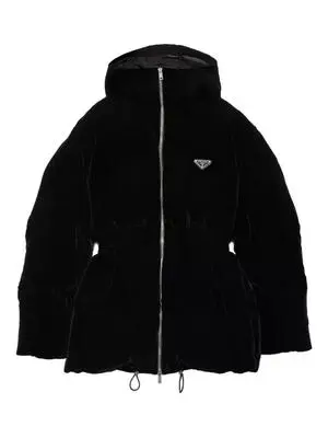 Prada Velvet Puffer Jacket - Black