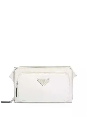 Prada Logo-plaque Leather Messenger Bag - White