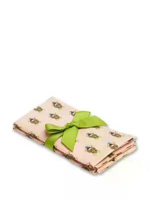 La DoubleJ Scarab-print Linen Napkins
