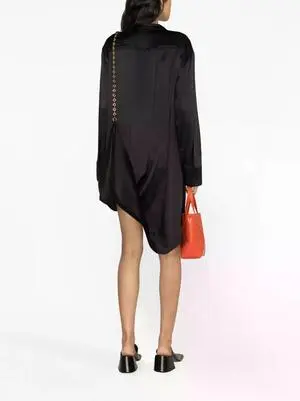 Loewe Chain Embellished Silk Shirtdress - Black
