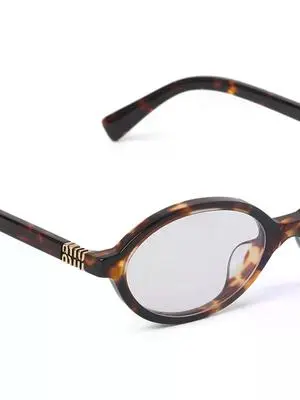 Miu Miu Runway Logo-plaque Sunglasses - Brown