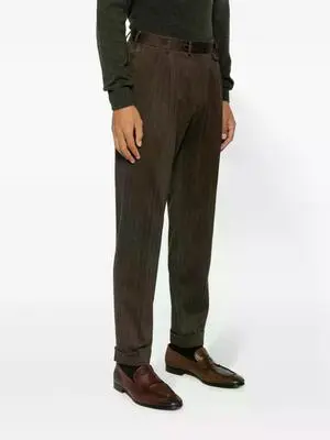 DELL'OGLIO Herringbone Cotton-blend Tapered Trousers